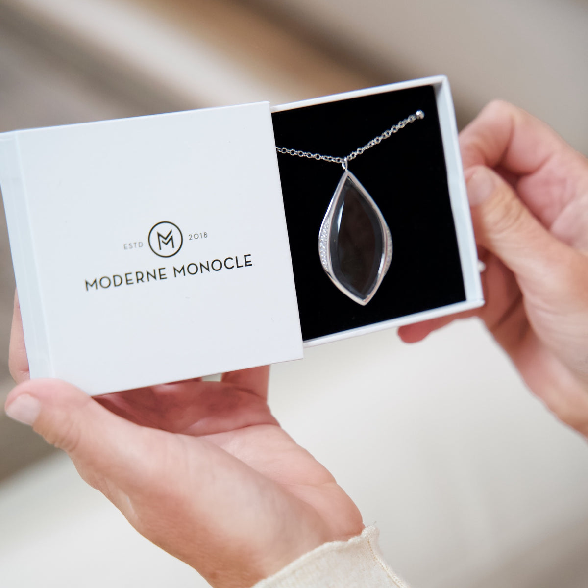 Soleil Silver Monocle with Tempest Moonstone Earrings